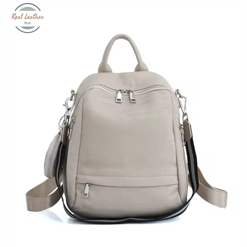 Genuine Leather Ladies Casual Backpack with Shoulder Strap ...