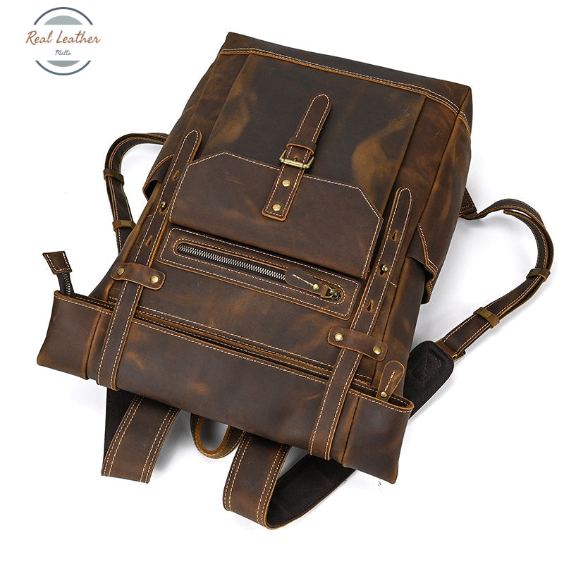Full Grain Leather Roll Top Backpack – realleathermalta