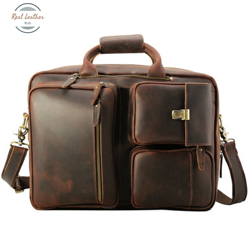 Genuine Leather Convertible Large Briefcase – realleathermalta