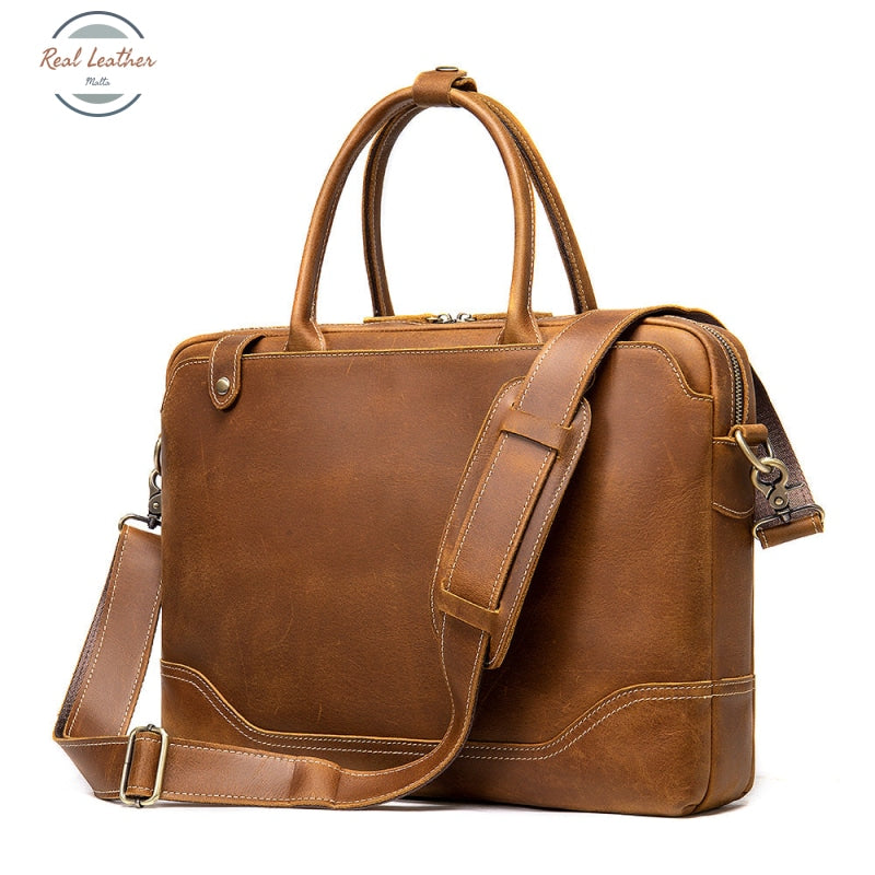 Vintage Brown Leather Briefcase – realleathermalta